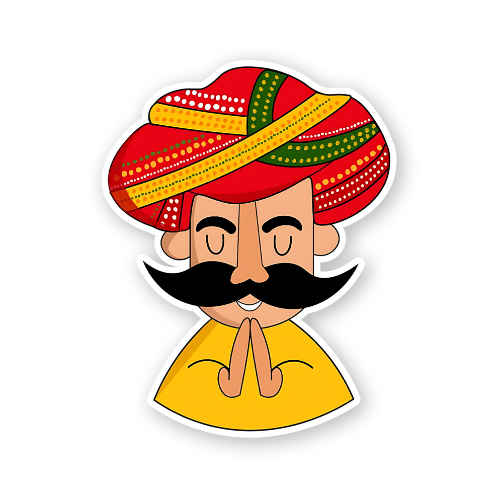 Rajasthani Man Greeting Sticker – sticckiz.com
