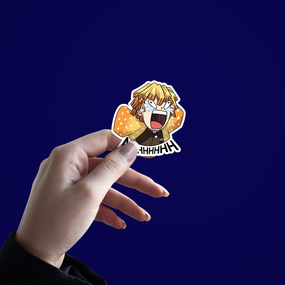Zenitsu Agatsuma crying from Demon slayer Sticker – sticckiz.com